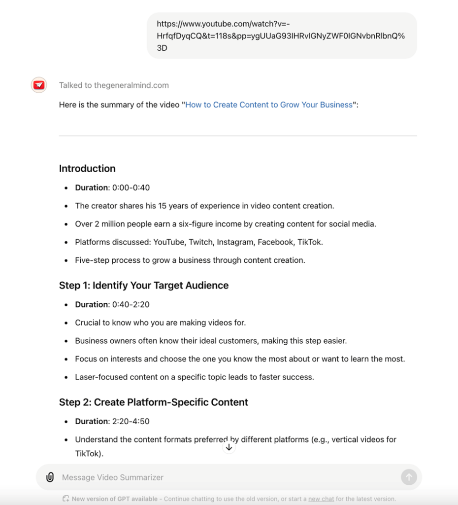 Kann ChatGPT YouTube-Videos zusammenfassen?